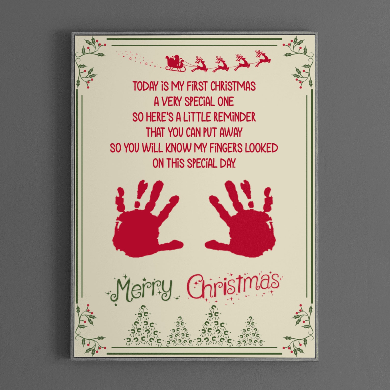My First Christmas Baby Handprint Art Christmas Handprint Handprint ...