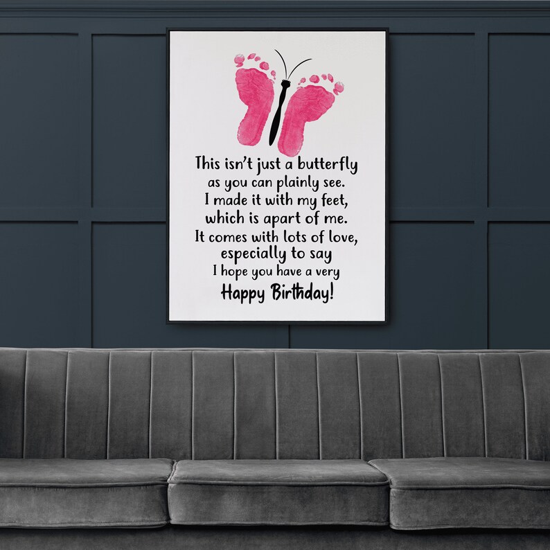 Happy Birthday Footprint Butterfly Keepsake Kids Footprint Craft Baby ...