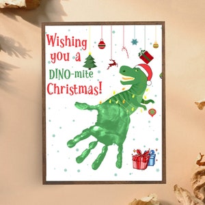 Dinosaur Christmas Card From Kids Christmas Baby Handprint Art Kids ...