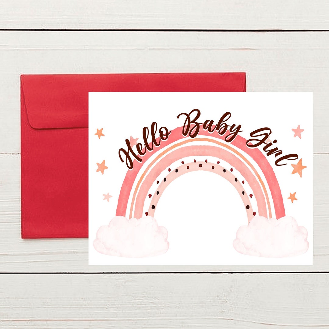 Hello Baby Girl Baby Shower Digital Card New Born Baby Gift Baby Shower ...