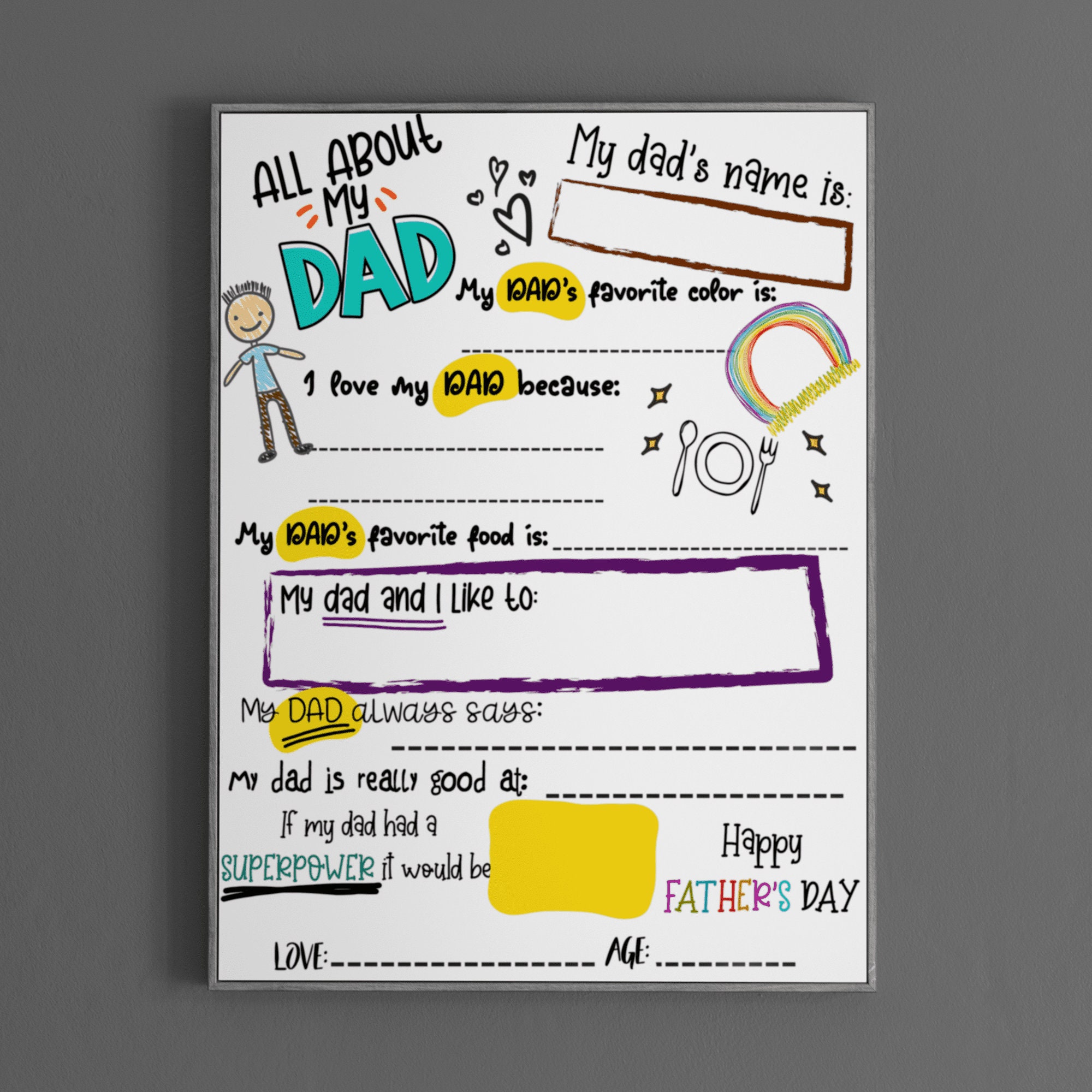 All About My Dad Father's Day Gifts for Dad Personalized - Etsy