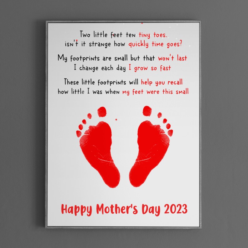 Two Little Feet Ten Tiny Toes Happy Mother's Day 2023 Footprint Craft ...