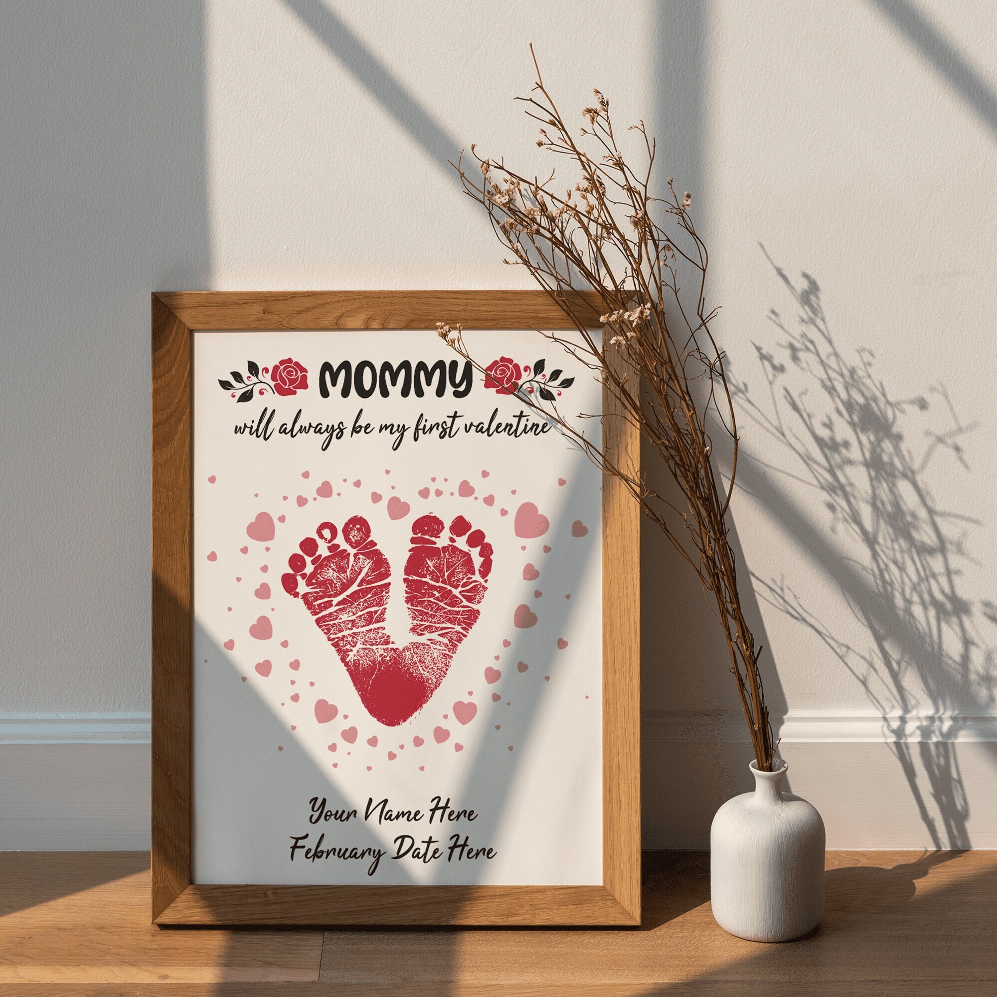 Valentine's Day Gift for Mom Valentine's Footprint Craft Heart ...