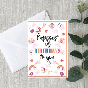 Printable Rainbow Birthday Card Boho Rainbow Birthday Card Funny ...
