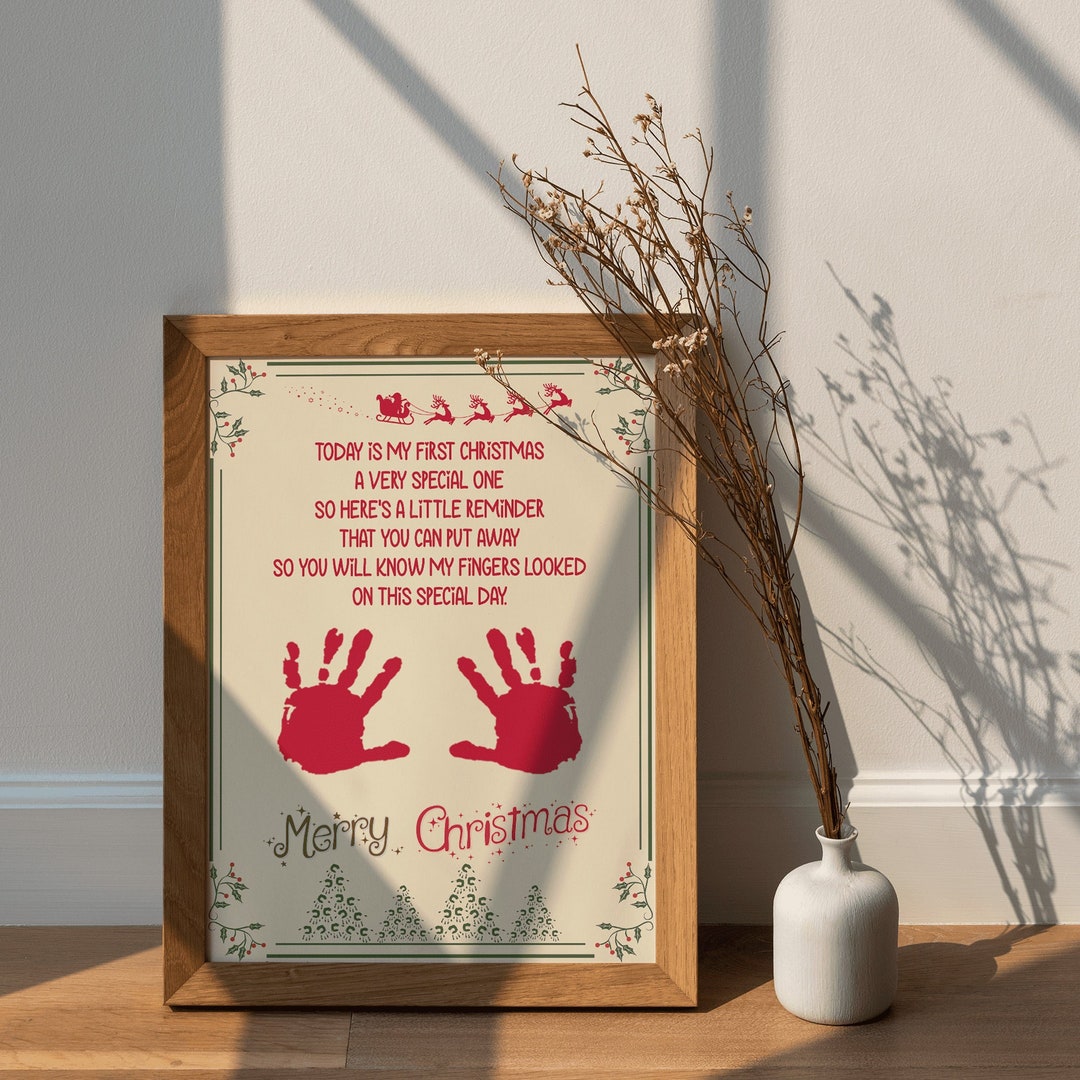 My First Christmas Baby Handprint Art Christmas Handprint Handprint ...