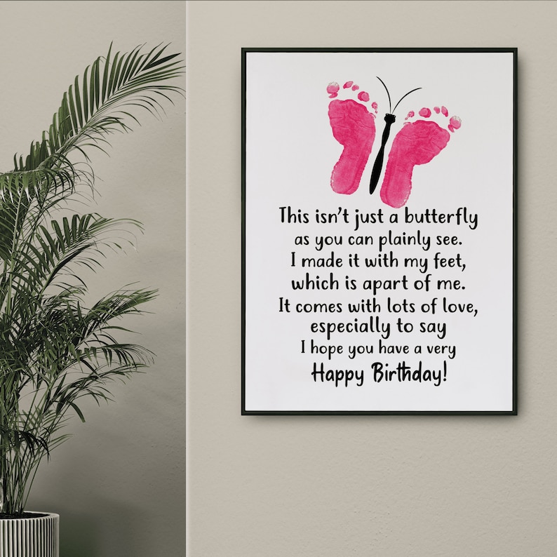 Happy Birthday Footprint Butterfly Keepsake Kids Footprint Craft Baby ...