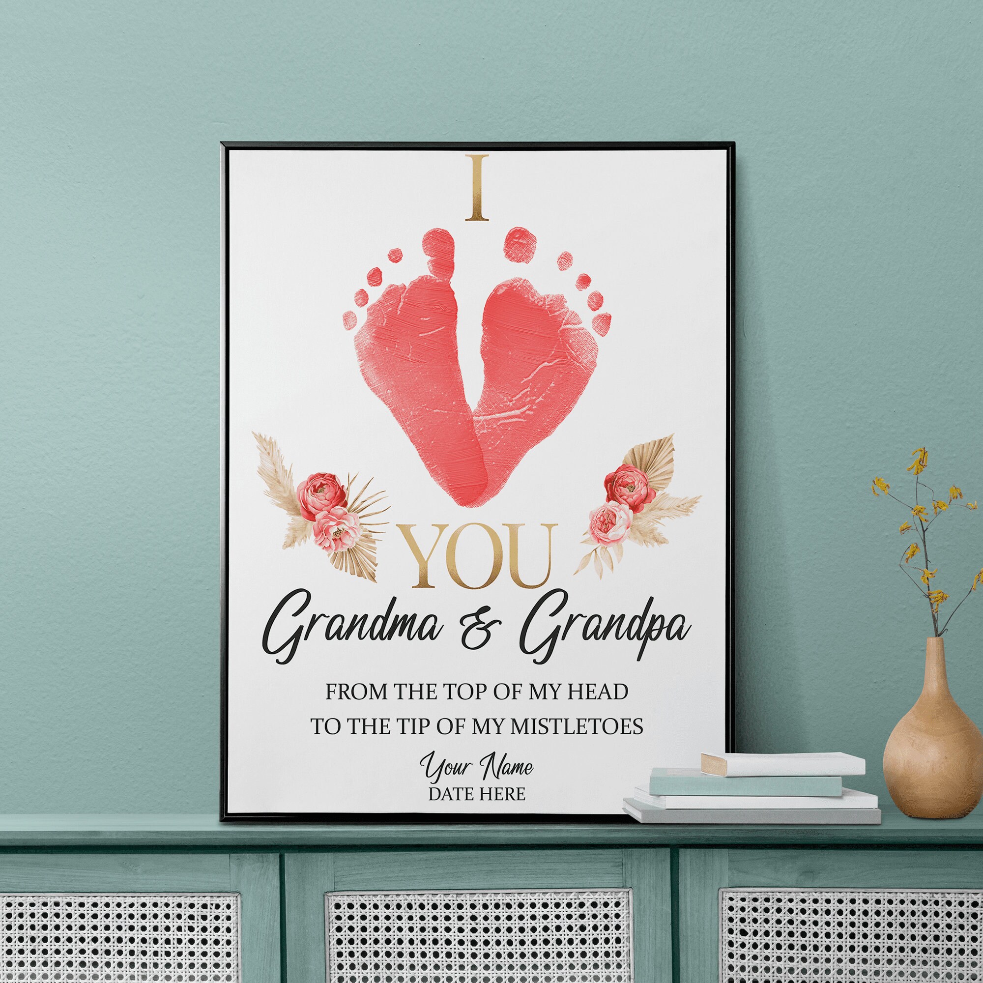 Printable Valentine's Gift for Grandparents Baby Footprint Craft for ...