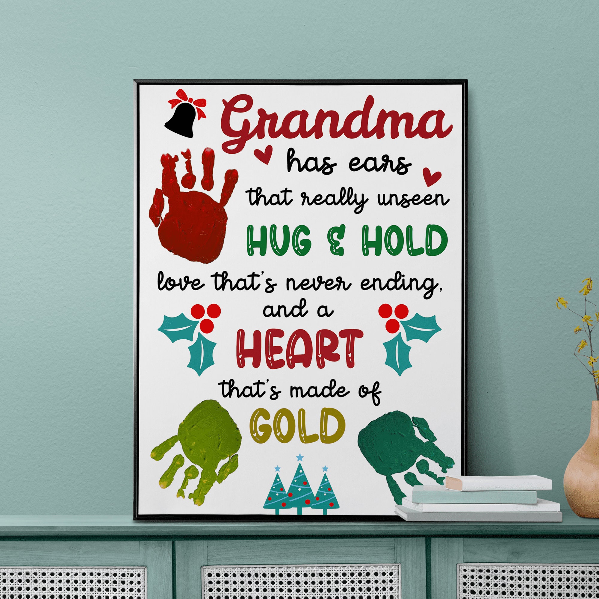 Grandma Has Ears Christmas Handprint Art Christmas Printable Christmas ...