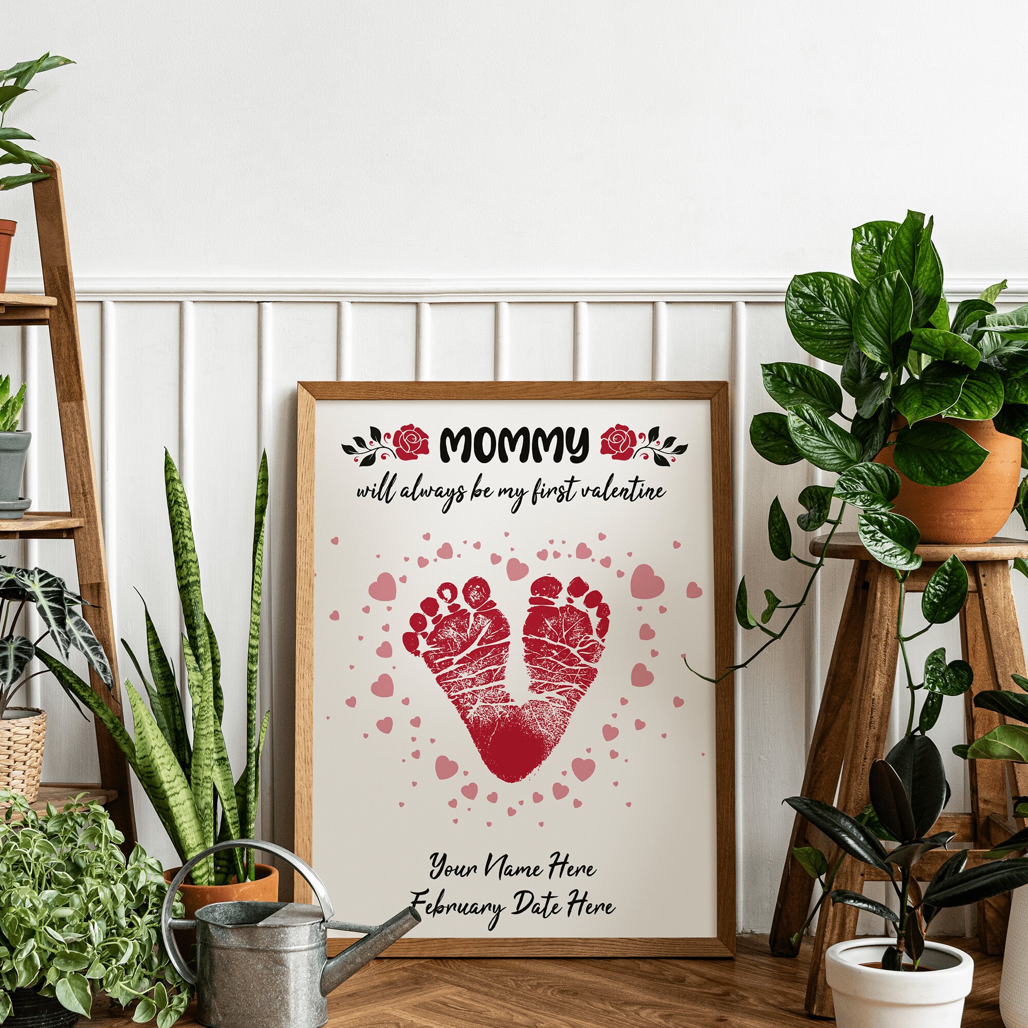 Valentine's Day Gift for Mom Valentine's Footprint Craft Heart ...