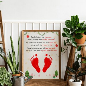 Two Little Feet Ten Tiny Toes Christmas Footprint Art Baby Footprint ...