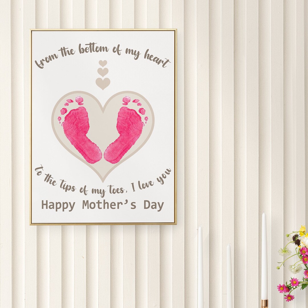 Mother's Day Gift for Kids Footprint Keepsake Footprint Craft for Baby ...