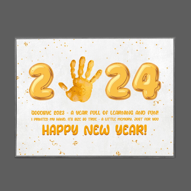 New Year 2024 Art Craft Handprint Poem Happy New Year Baby Kids Toddler ...