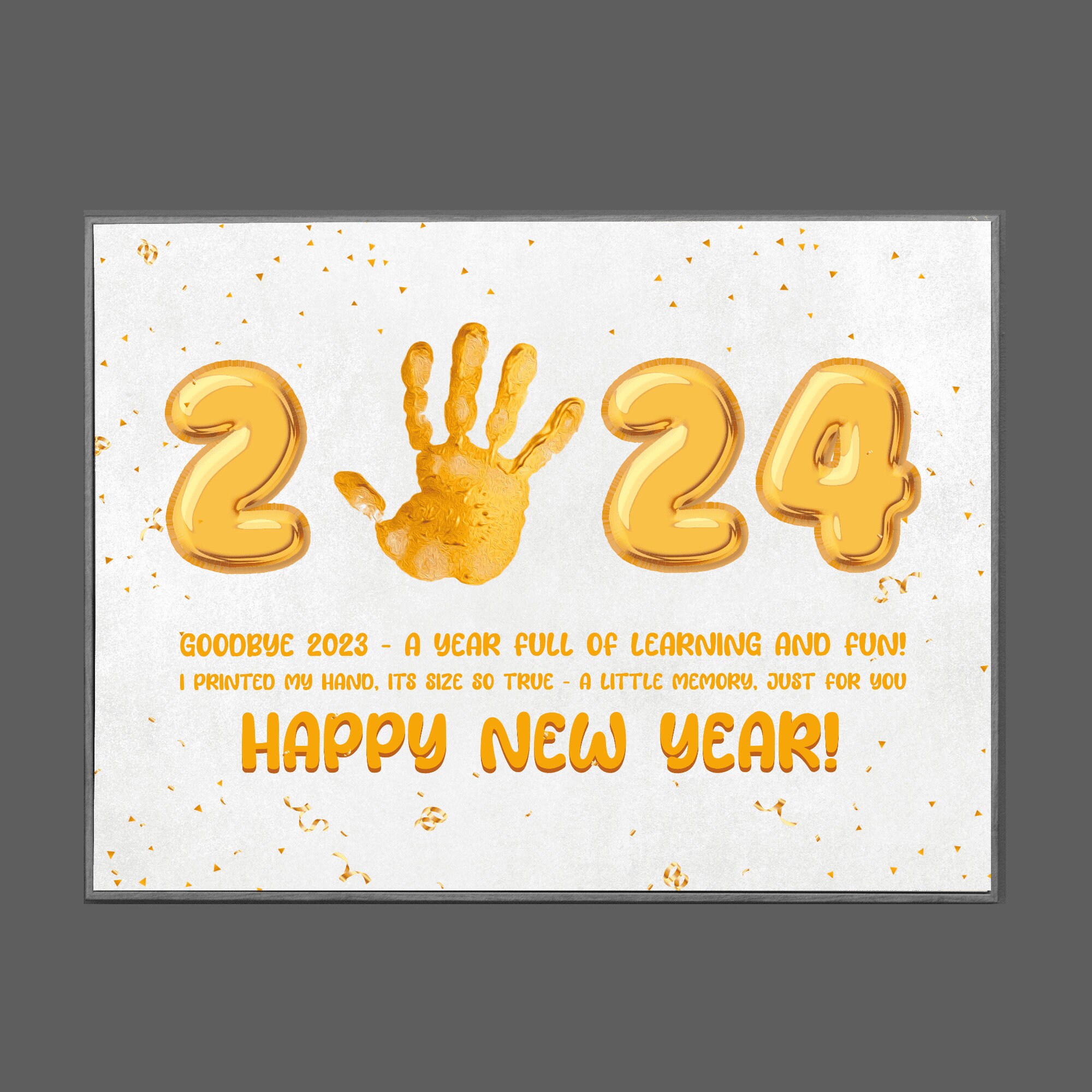 New Year 2024 Art Craft Handprint Poem Happy New Year Baby Kids Toddler ...