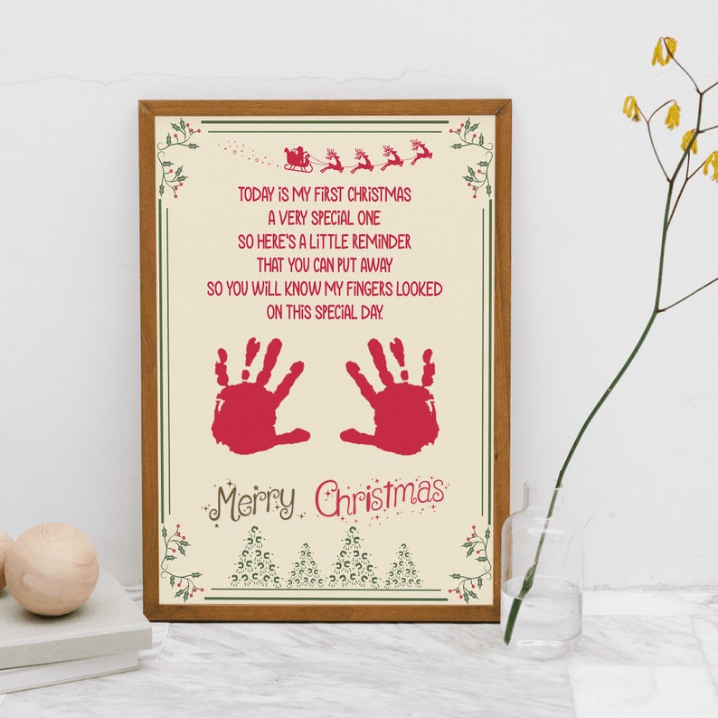 My First Christmas Baby Handprint Art Christmas Handprint Handprint ...