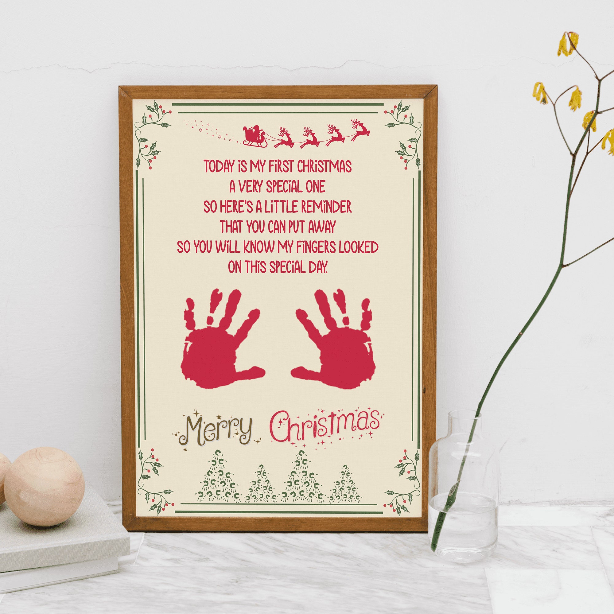 My First Christmas Baby Handprint Art Christmas Handprint Handprint ...