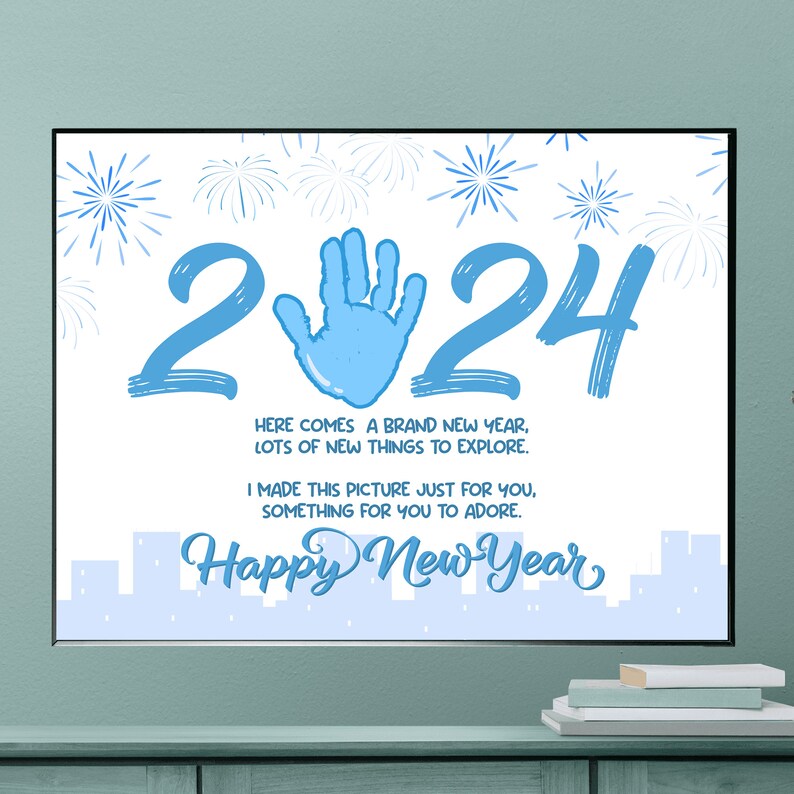 New Year's Handprint Art 2024 New Year Handprints Baby Toddler Kids ...