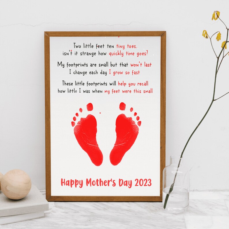 Two Little Feet Ten Tiny Toes Happy Mother's Day 2023 Footprint Craft ...