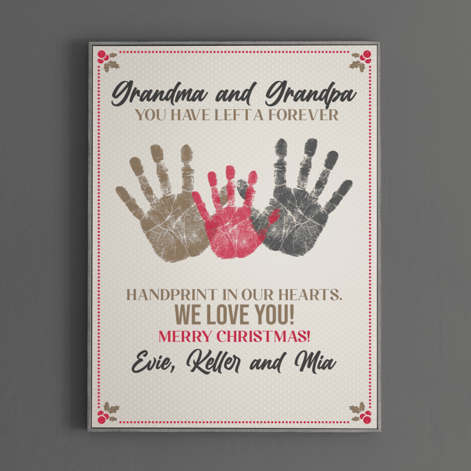 Handprint Gift for Grandma & Grandpa From Kids Personalized Christmas ...