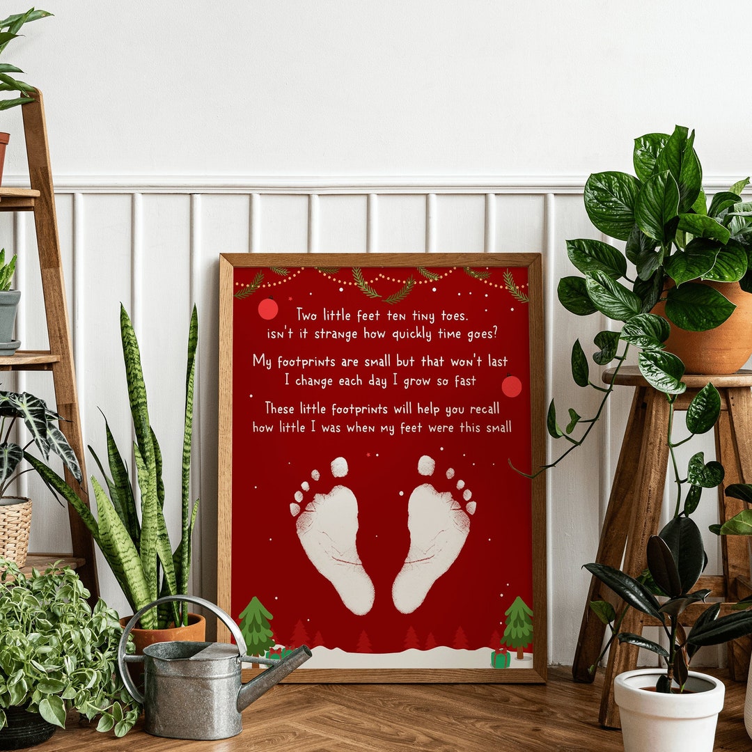 Two Little Feet Ten Tiny Toes Christmas Footprint Art Baby Footprint Art Christmas Printable DIY ...