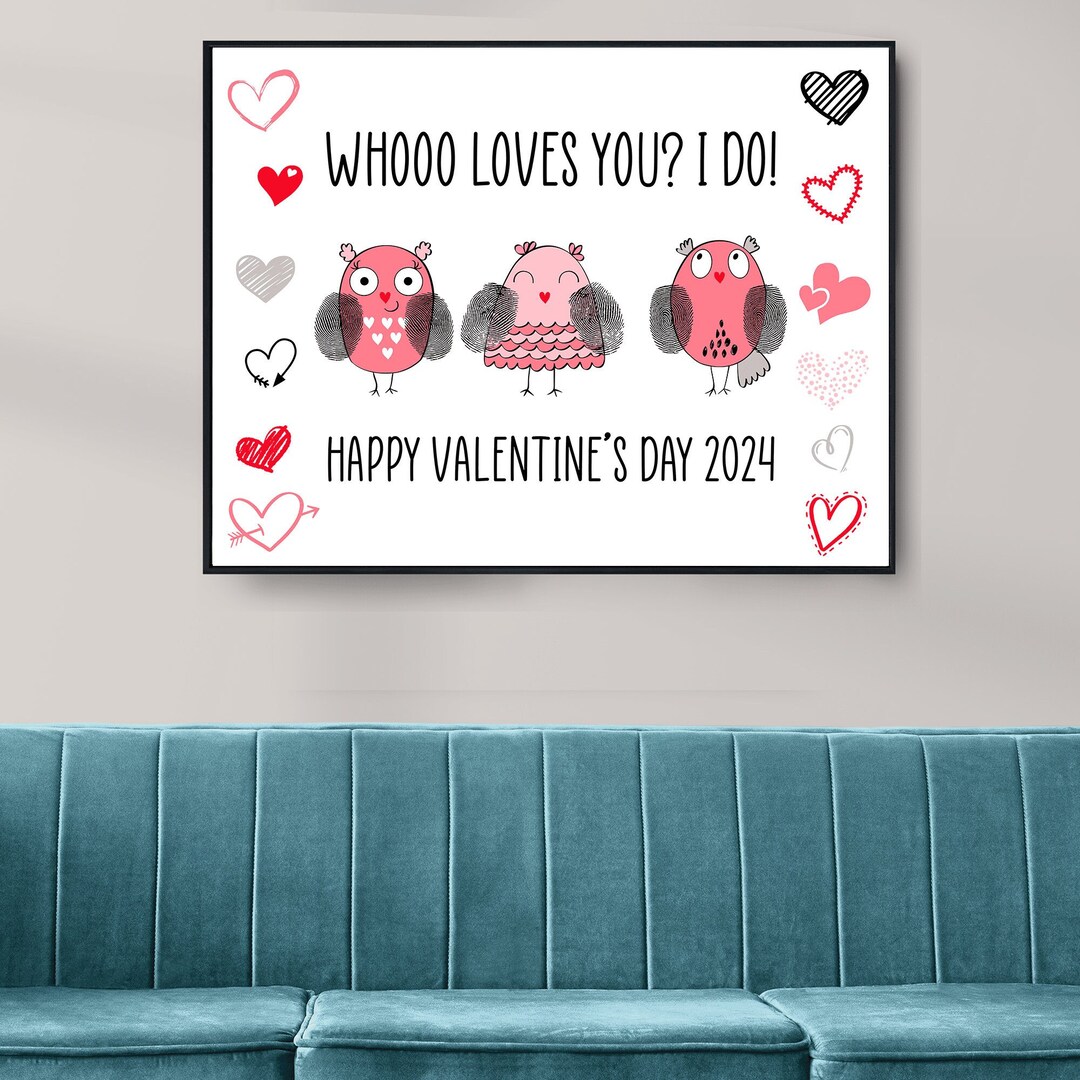 Who Loves You I Do Valentine's Day Fingerprint Art Printable Valentine ...