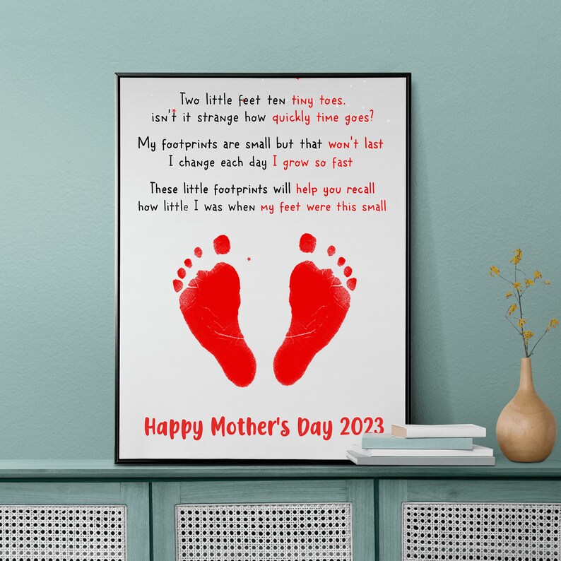 Two Little Feet Ten Tiny Toes Happy Mother's Day 2023 Footprint Craft ...
