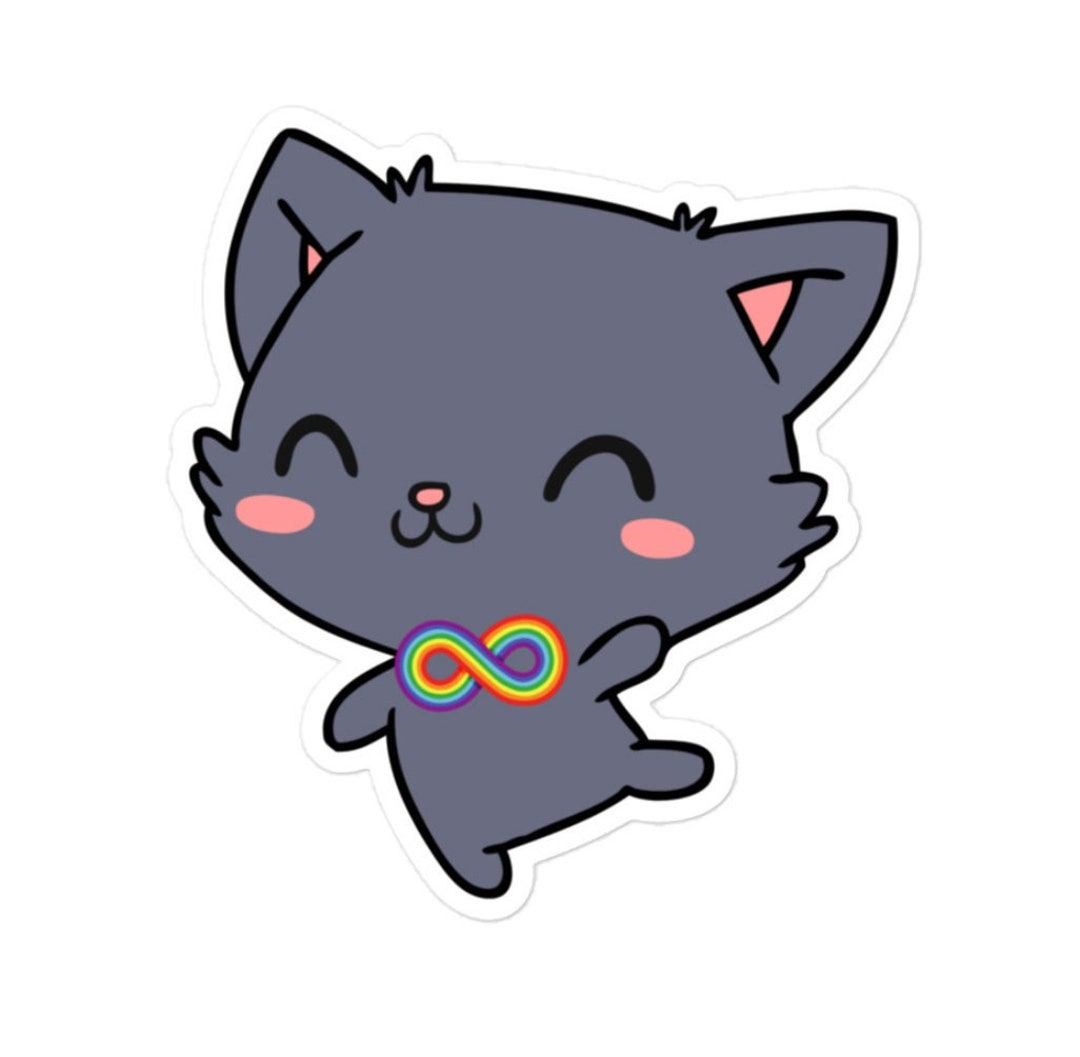 Rainbow Infinity Bow-tie Kitty Sticker, Rainbow Infinity Sticker ...