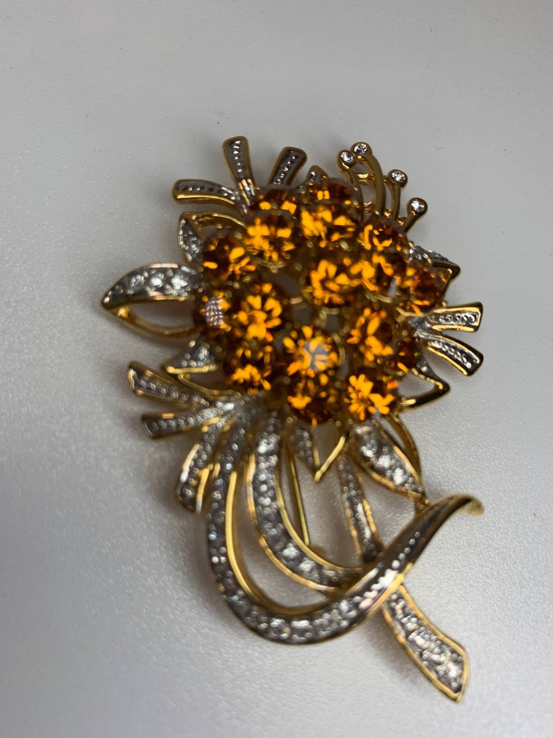Vintage Camrose & Kross JBK Gold Flower Pin Brooch Jackie Kennedy Rhinestones - Etsy