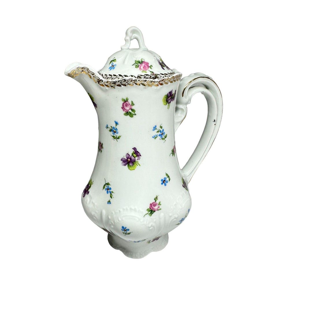 O.& E.G. Royal Austria Teapot - 8.5" H, Floral Pattern, Antique ...