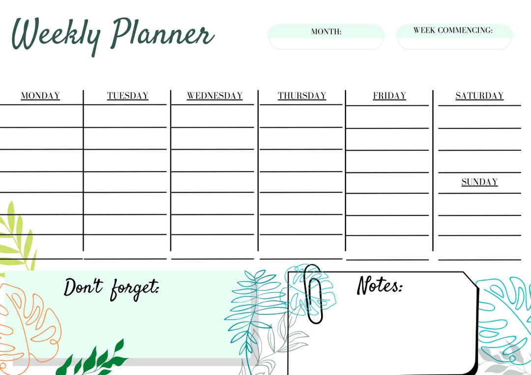 Printable Weekly Tropical Planner - Etsy