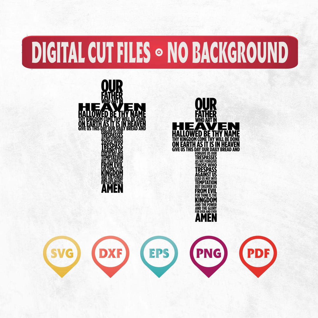 The Lord's Prayer Cross, Svg File, Our Father Cross Svg, Our Father ...