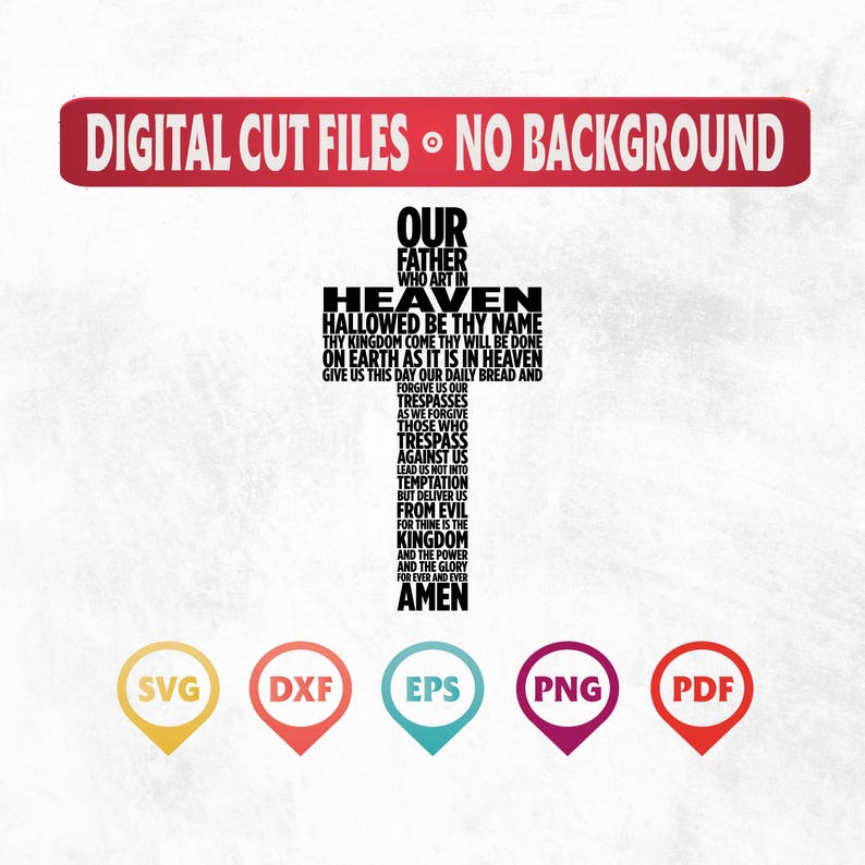 The Lord's Prayer Cross, Svg File, Our Father Cross Svg, Our Father ...