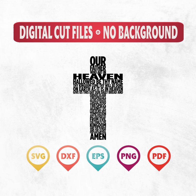 The Lord's Prayer Cross, Svg File, Our Father Cross Svg, Our Father ...