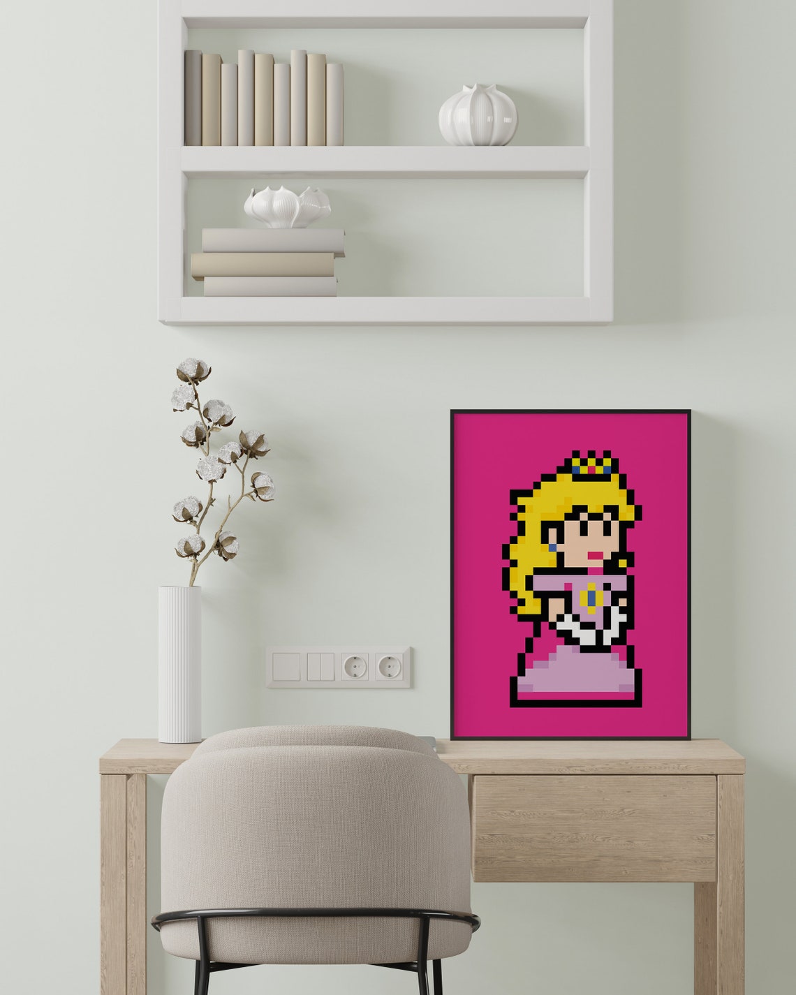 Princess Peach Poster, Retro Game Poster, Super Mario Wall Art as a ...
