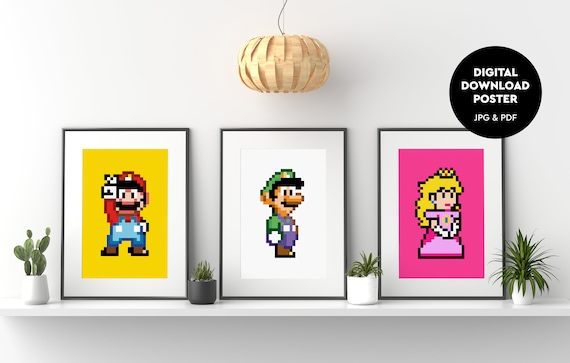Download Poster Super Mario Luigi & Princess Peach A4 Set of - Etsy