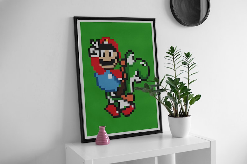 Mario and Yoshi Print Super Mario Retro Gaming Poster Download, Mario ...