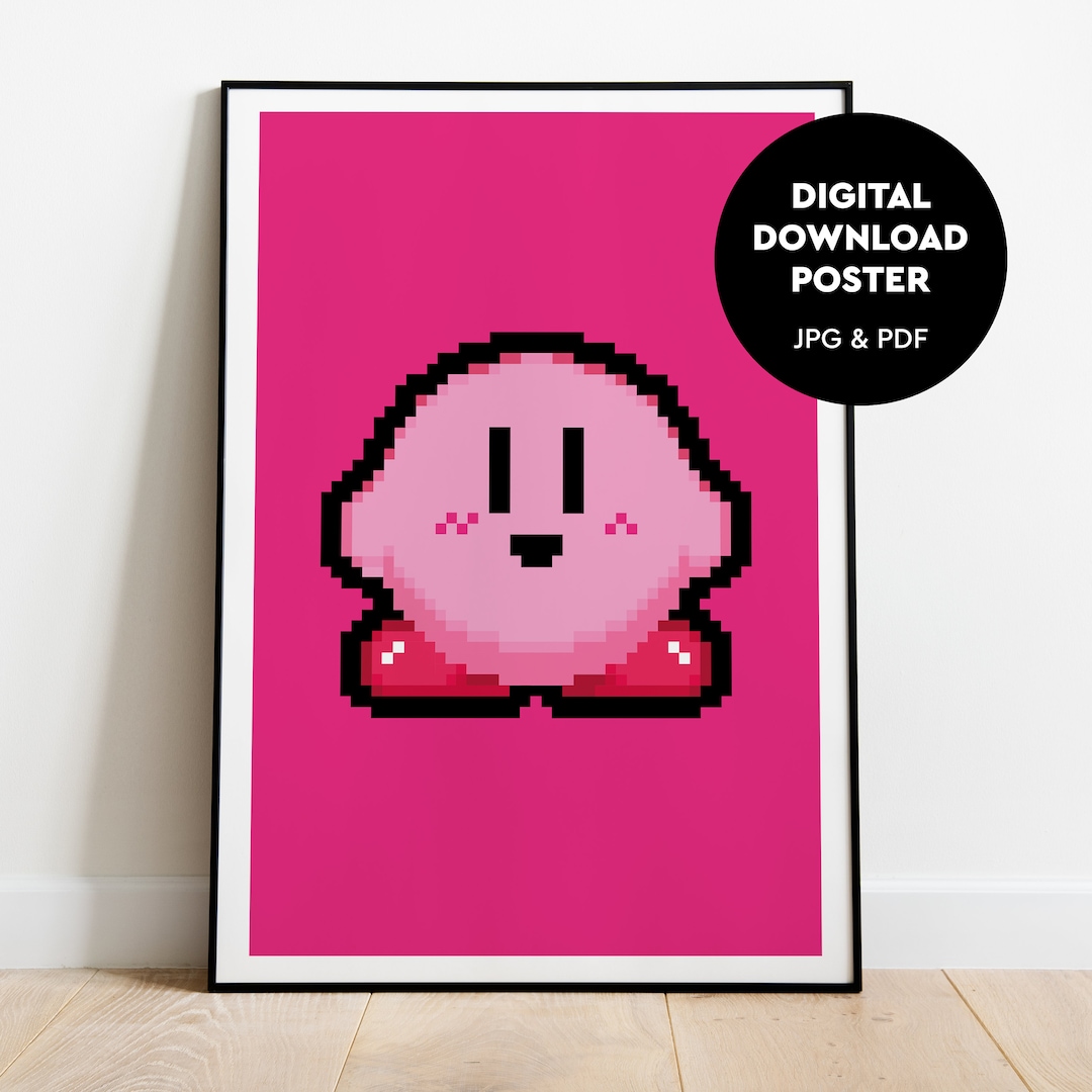 Kirby Poster Design Digital Download Print Kirby Wall Art Retro Game ...