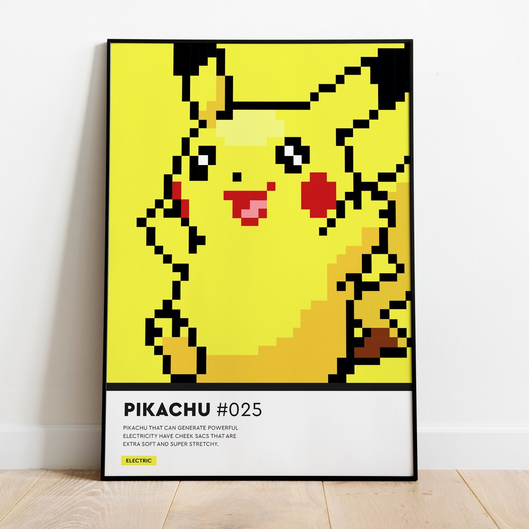 Pikachu A4 Poster Print. Retro Gaming Poster. Pokemon Poster. Pokemon ...
