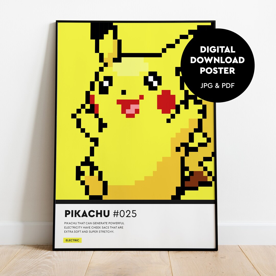 Pikachu Poster. Pokemon Type Poster Download and Print - Etsy