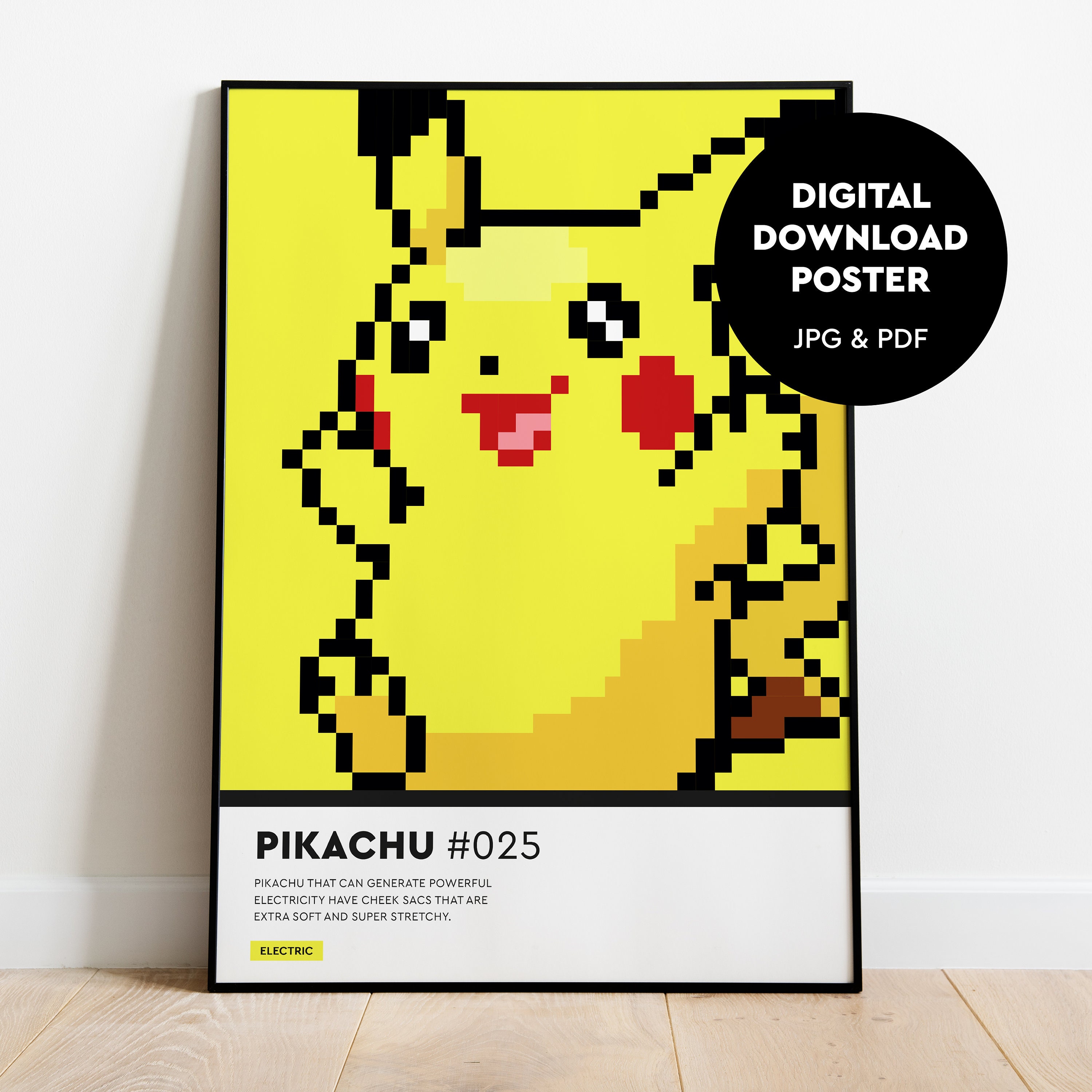 Pikachu Poster. Pokemon Type Poster Download and Print - Etsy