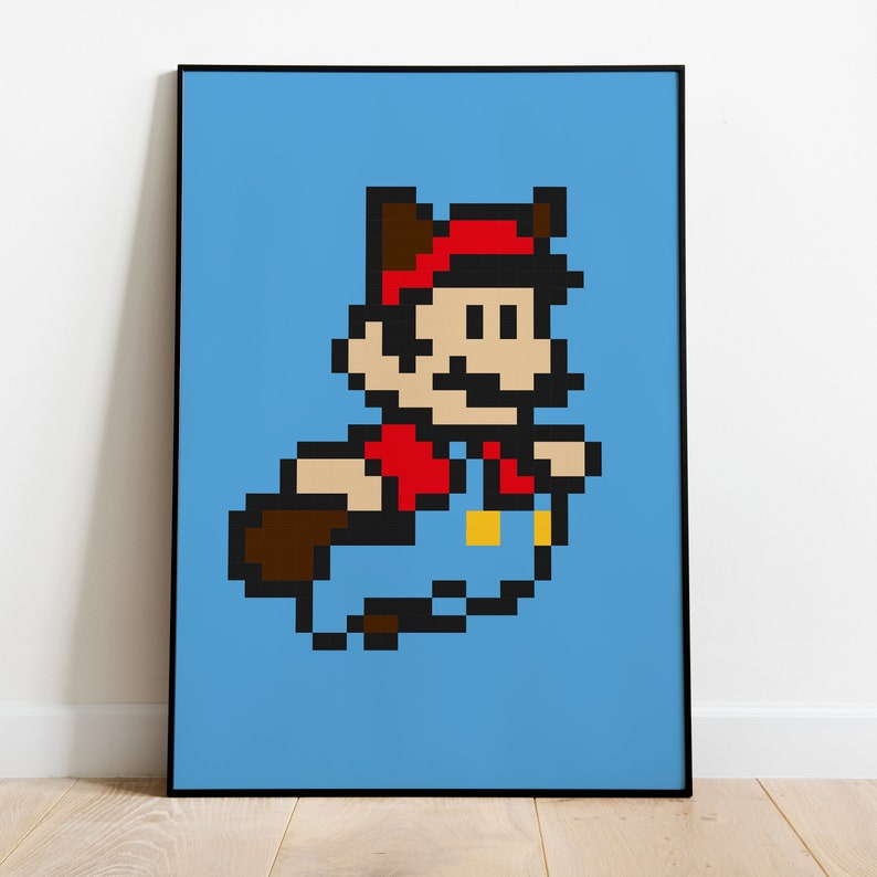 Super Mario Flying Poster, Retro Gaming Poster, Retro Gaming, 80s ...