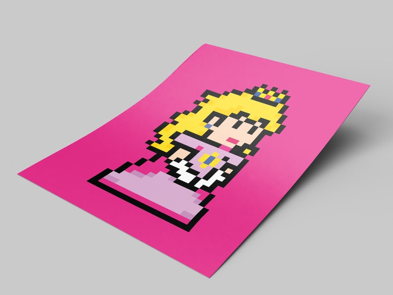 Princess Peach Poster, Retro Game Poster, Super Mario Wall Art as a ...