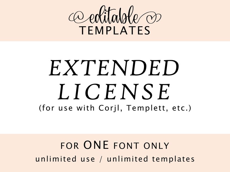 Extended Font License for Corjl, Templett, Canva - Etsy