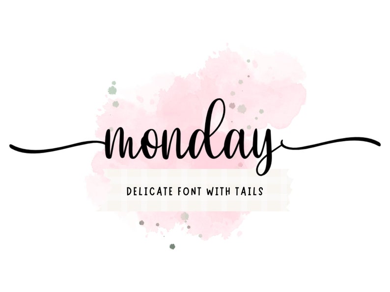 Monday Delicate Script Font With Swash Tails (OTF, TTF) - Etsy