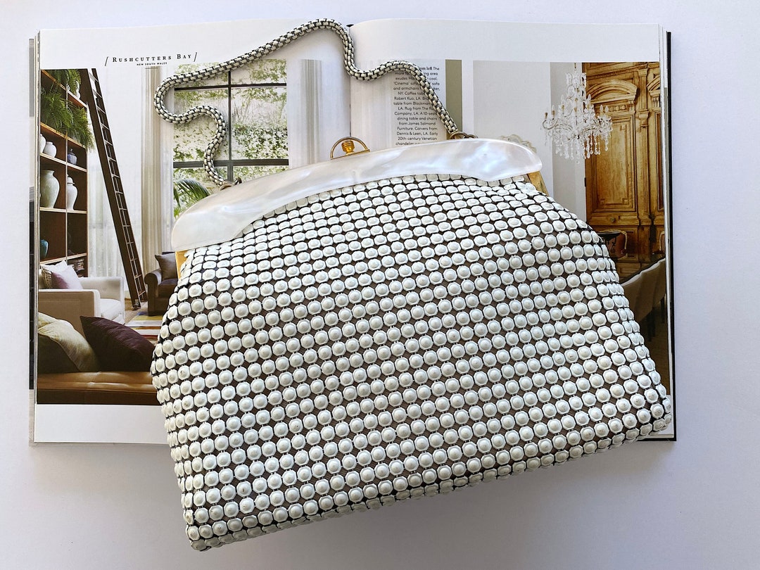 Vintage Mesh Bag With Mother of Pearl Frame - Etsy