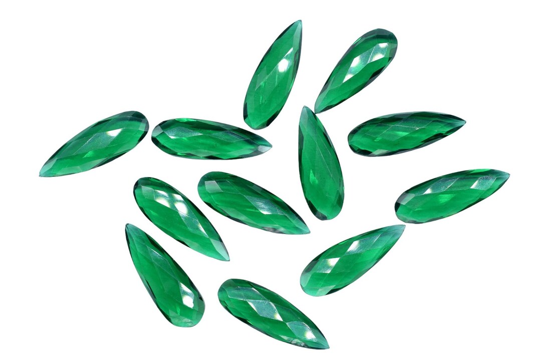 Emerald Hydro Quartz Faceted Teardrop,matched Pairs,emerald Long Pear ...