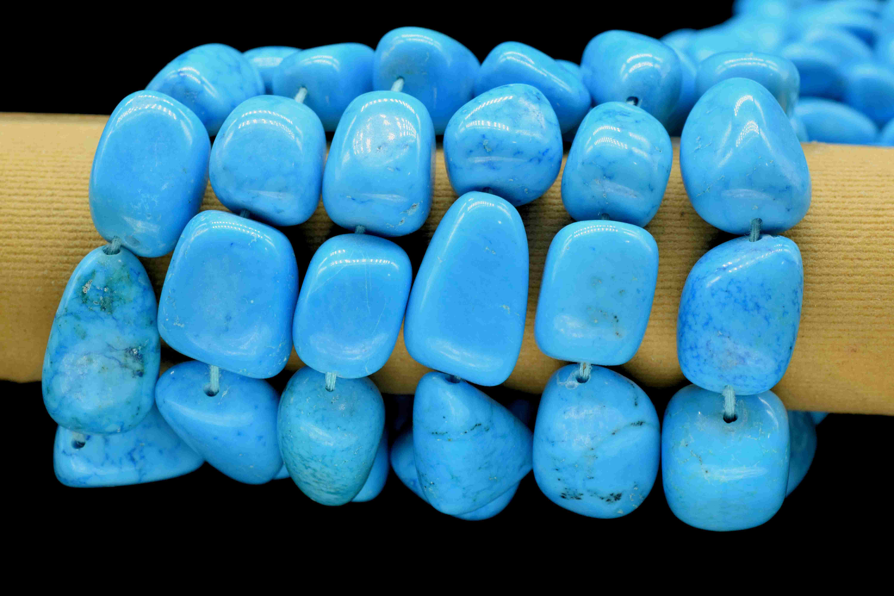 Natural Blue Turquoise Smooth Irregular Shape Nuggets Beads Strand,blue ...