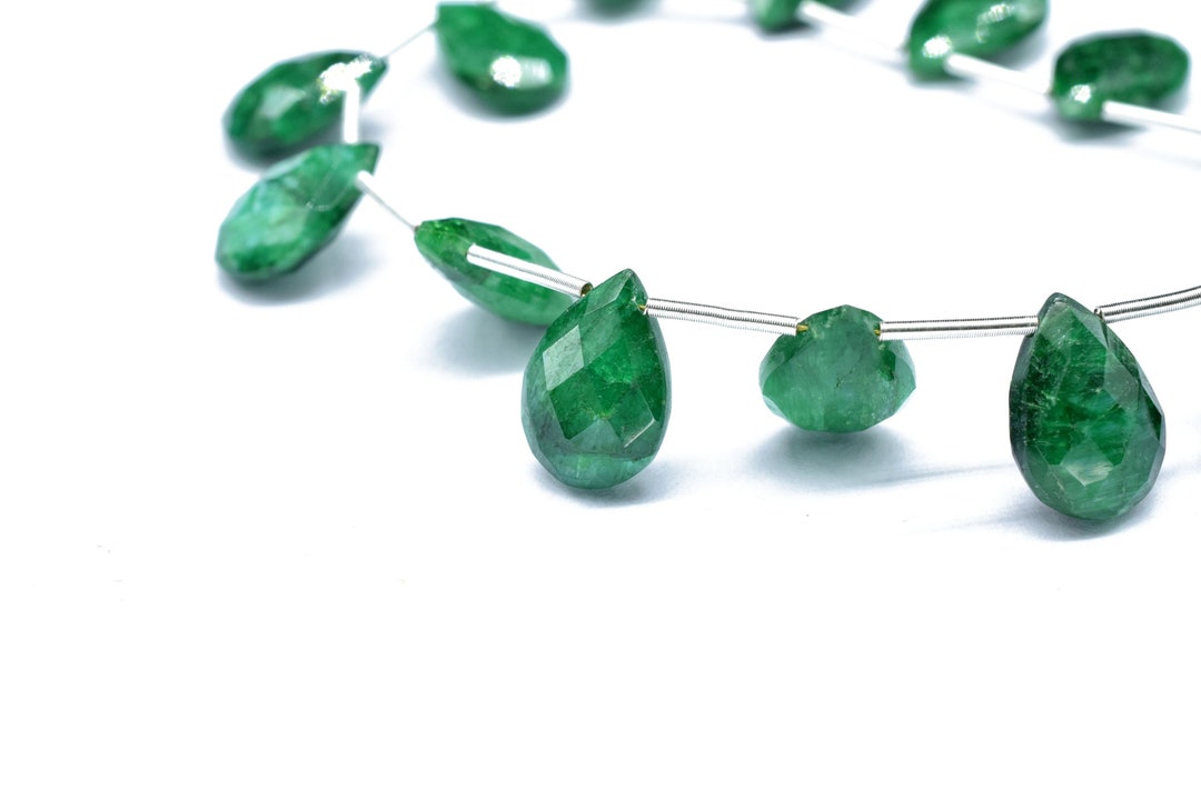 Natural Emerald 9x13mm Teardrop Shape Drops,faceted Briolette,emerald ...