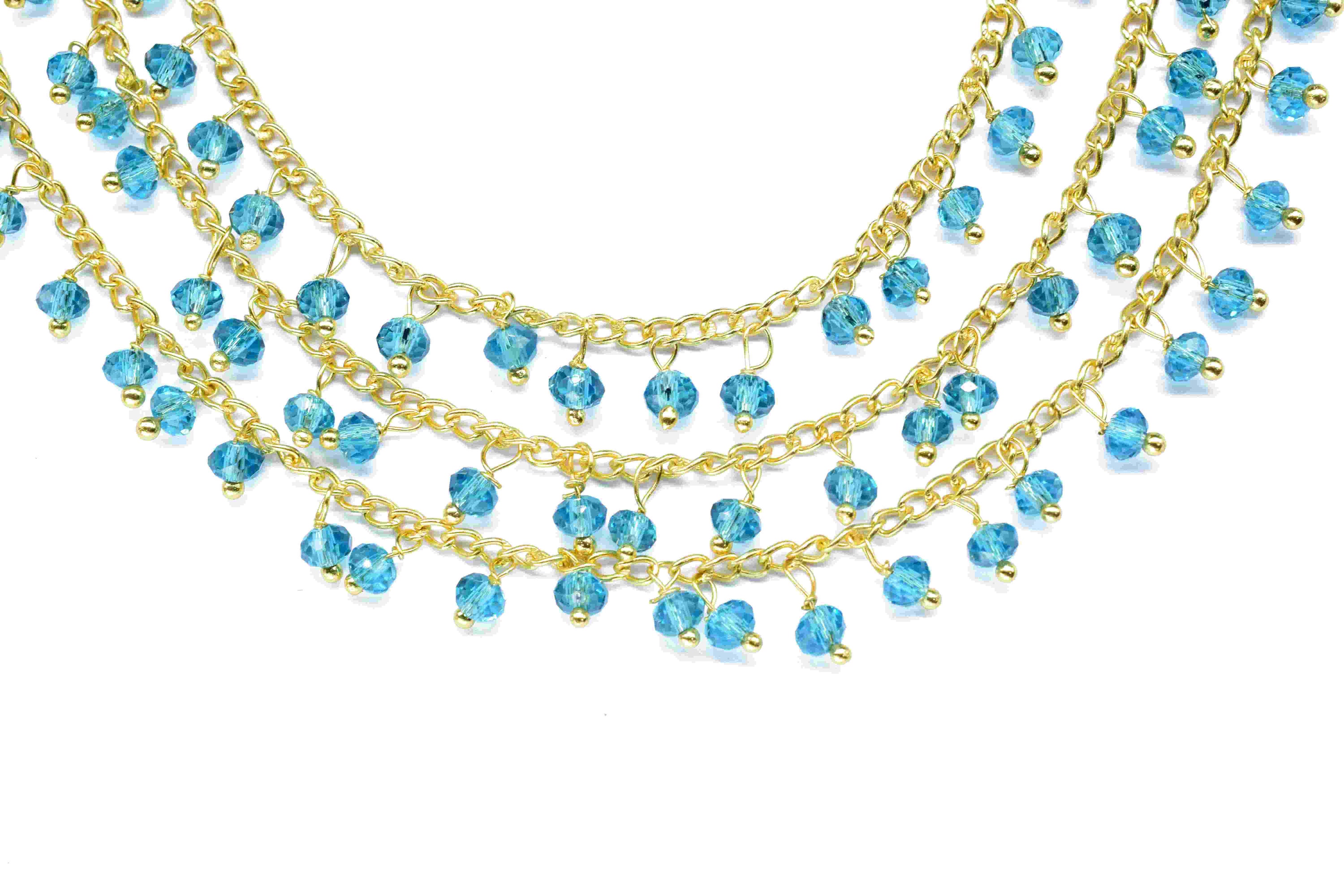 Blue Topaz Quartz Cluster Rosary,gemstone Beads Chain,blue Topaz Rosary ...