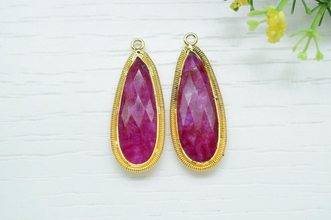 Ruby 10x30mm Charms,gemstone Bezel Connector,handmade Pendant Jewelry ...
