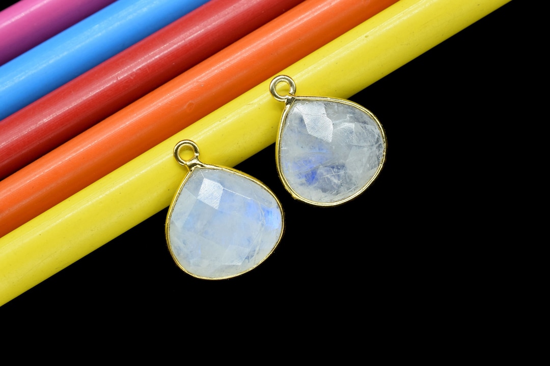 Natürlicher Regenbogen Mondstein 14mm HerzForm,Edelstein Single Bail ...